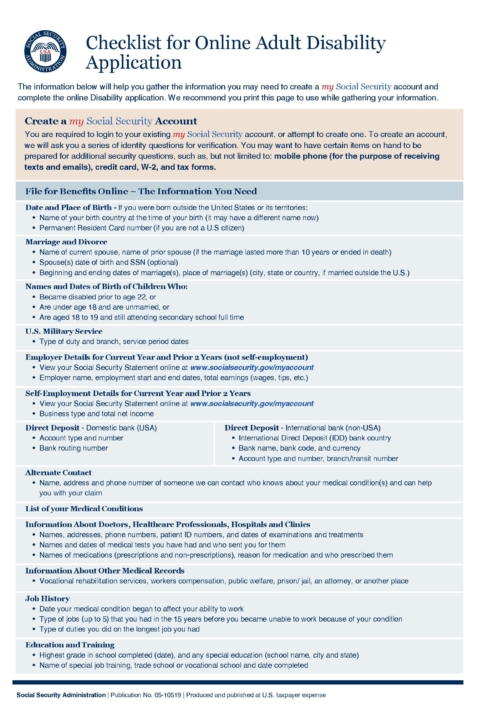 SSA Checklist - Social Security Lawyer